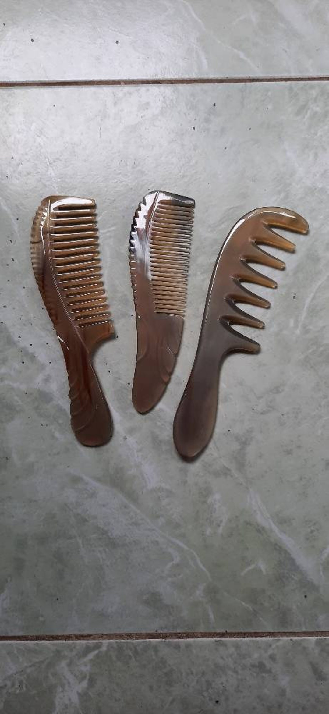 Buffalo Horn Comb Set: Handmade Anti-static Hair Combs - Etsy