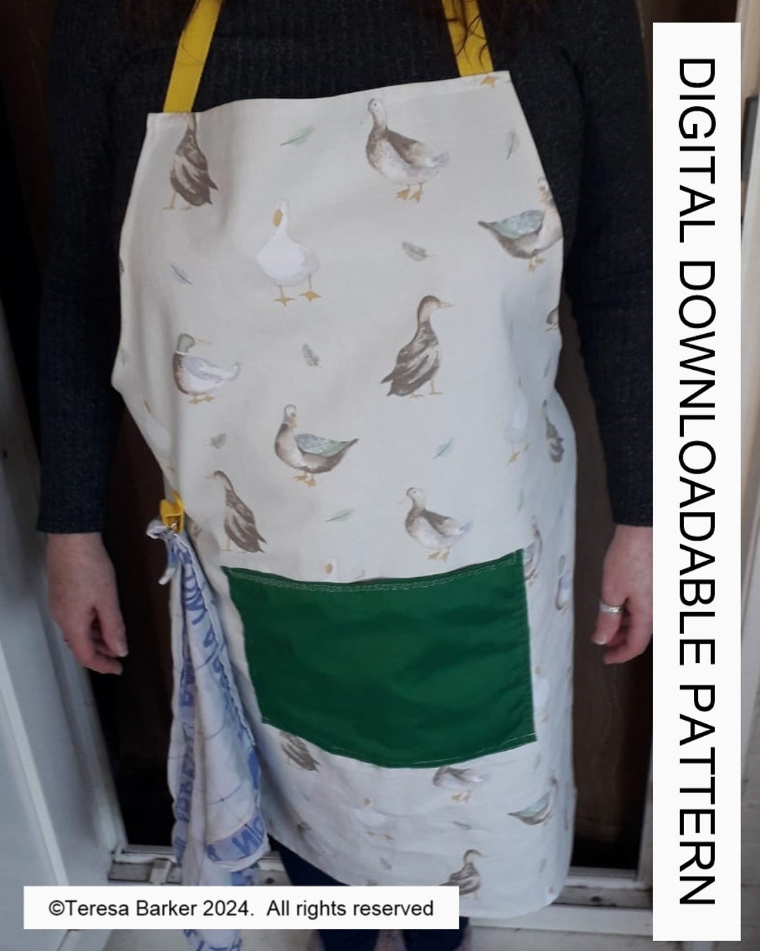 Pattern for a Full Length Adult Apron, Downloadable Pattern, Easy to ...