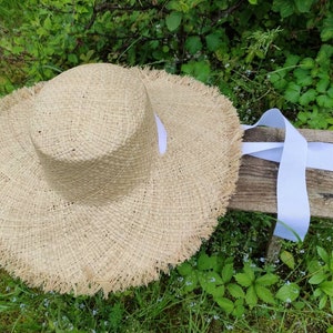 Fringed Wide Brimmed Raffia Hat FRINGE Sun Hat for Beach Holiday Summer ...
