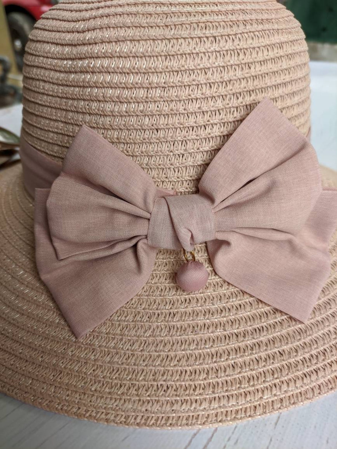 Powder PINK Sun Hat for Women Wide Brimmed Straw Cloch Hat - Etsy