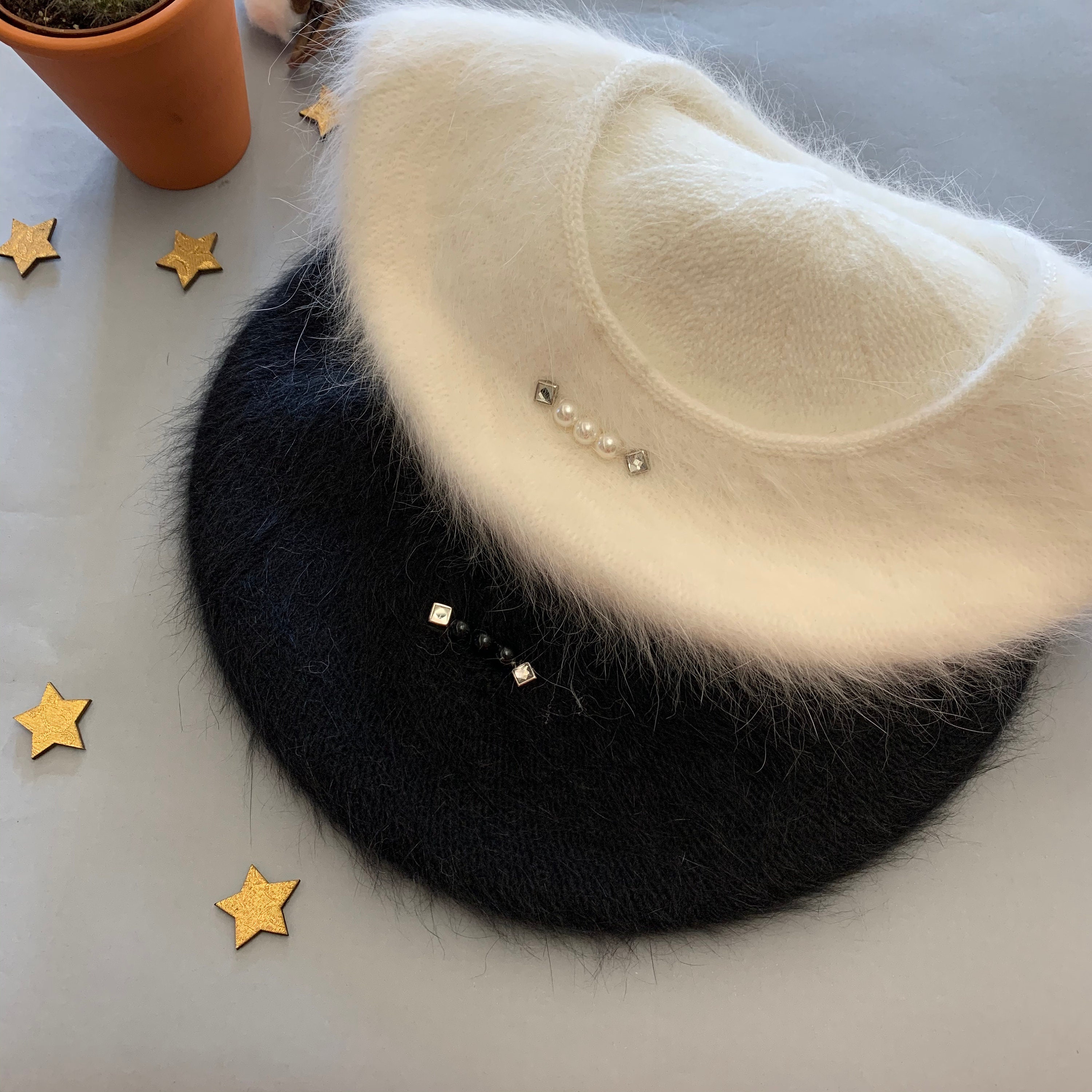 Fluffy ANGORA Beret Elegant Angora Knitted TAM French Knit Beret ...