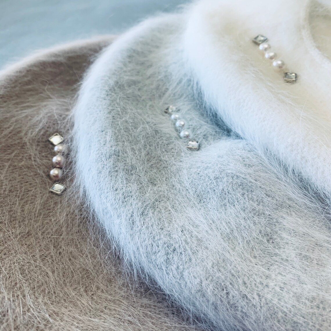 Fluffy ANGORA Beret Elegant Angora Knitted TAM French Knit Beret ...