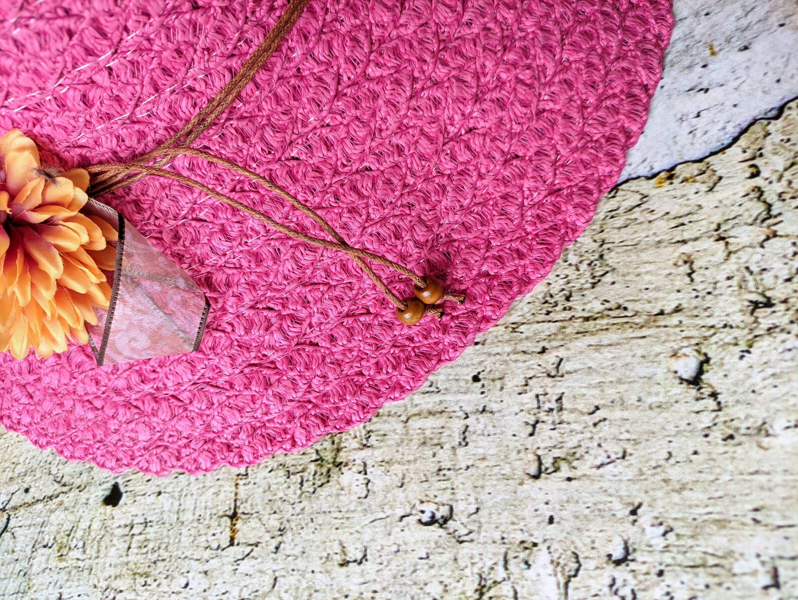 PINK Sun Straw Hat Wide Brimmed Straw Hat With Flower Decor - Etsy