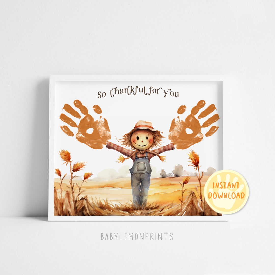 Scarecrow, Handprint Craft, Fall, Thanksgiving Craft, Toddler Activity ...