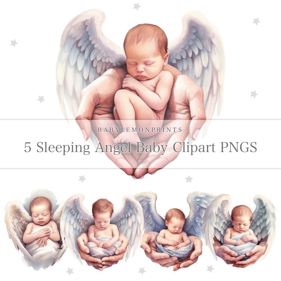 Angel Baby, Watercolor Clipart, Baby With Angel Wings, Newborn Clipart ...