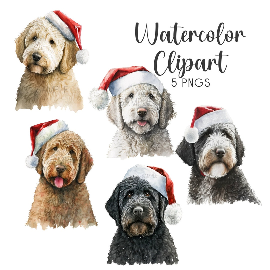 Goldendoodle Clipart, Watercolor Clipart, Goldendoodle Watercolor ...
