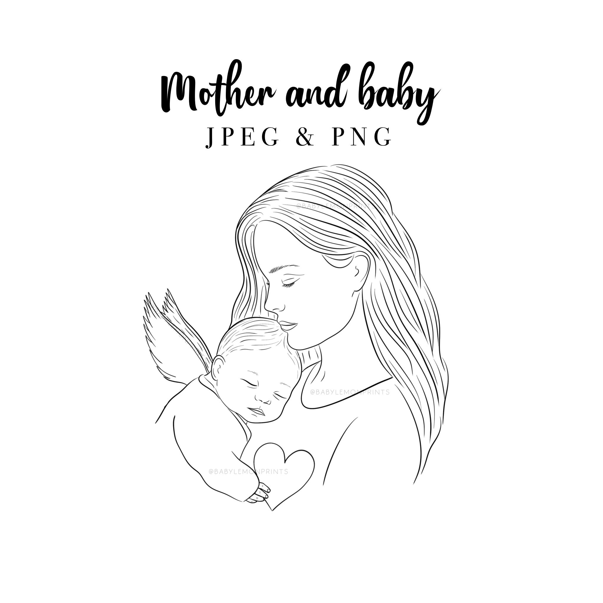 Angel Holding Baby Drawing