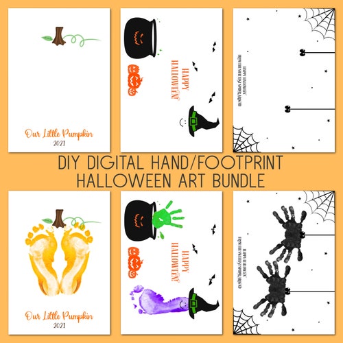 Halloween Handprint Art Printable Bundle - Etsy