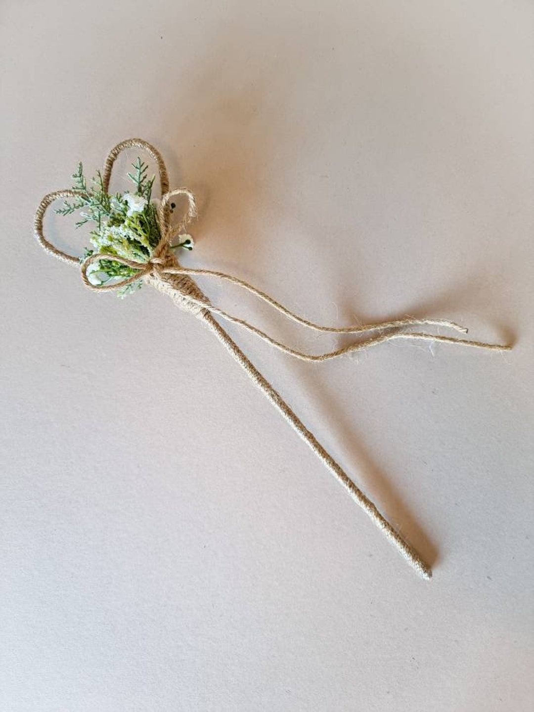 Wedding Flower Wand Jute Twine Heart Floral Wand. Wedding - Etsy UK