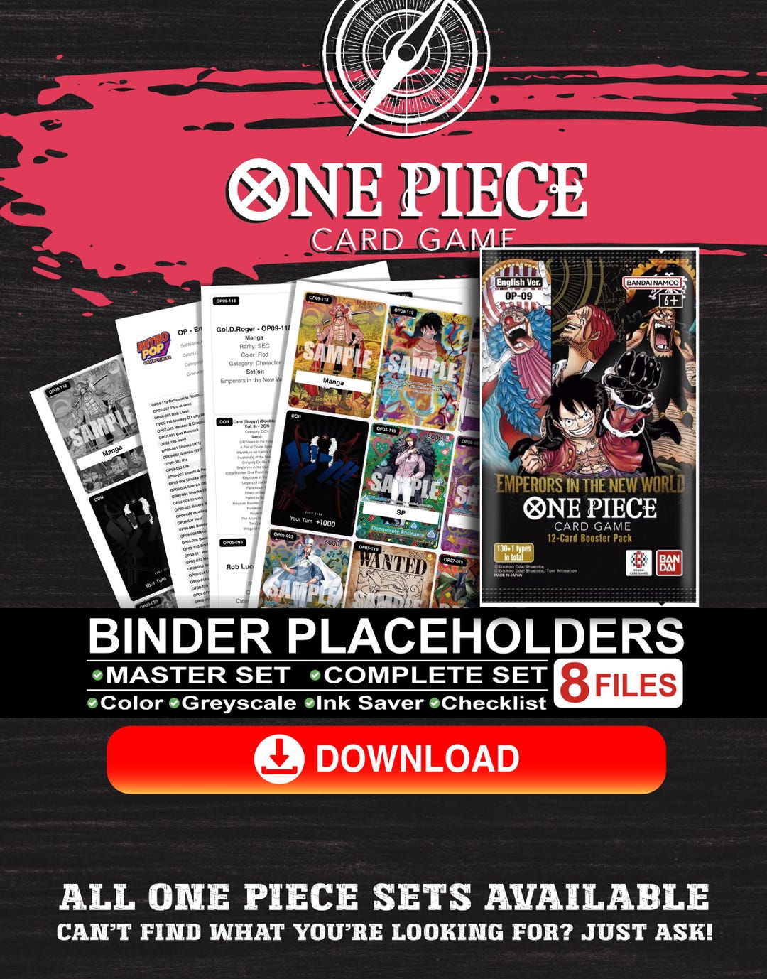 Emperors in the New World One Piece Binder Placeholder TCG Set ...