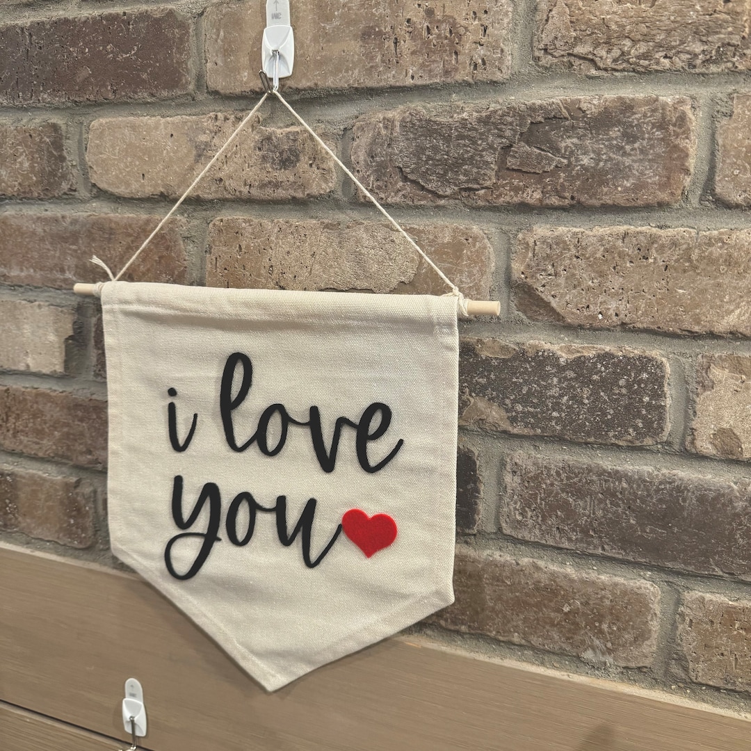 I Love You Felt and Canvas Banner, Nursery Decor, Cute Home Decor ...