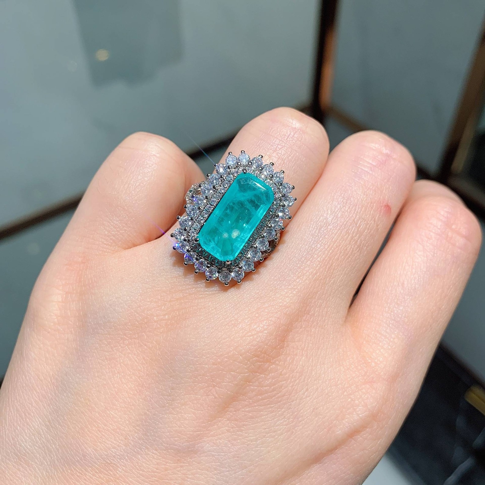 Neon Blue Paraiba Ring Paraiba Tourmaline Ring Octagon Cut | Etsy