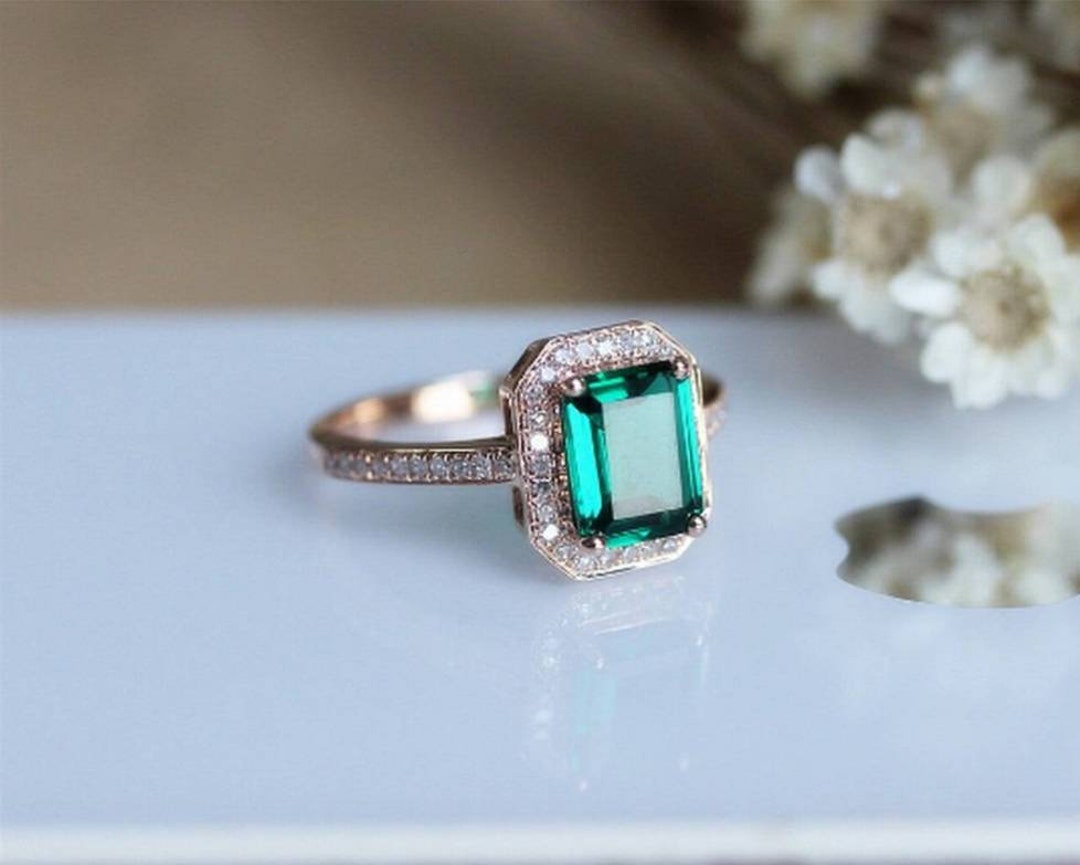 Bezaubernder Smaragd Ring Smaragd Verlobungsring und Ehering - Etsy.de