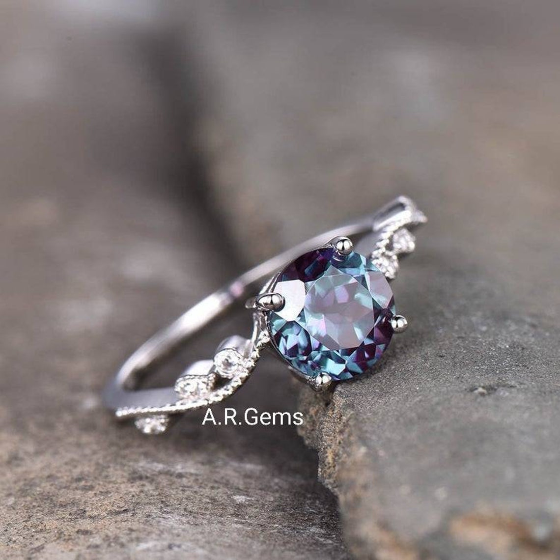 Alexandrite Ring June Birthstone Ring Art Deco Ring - Etsy
