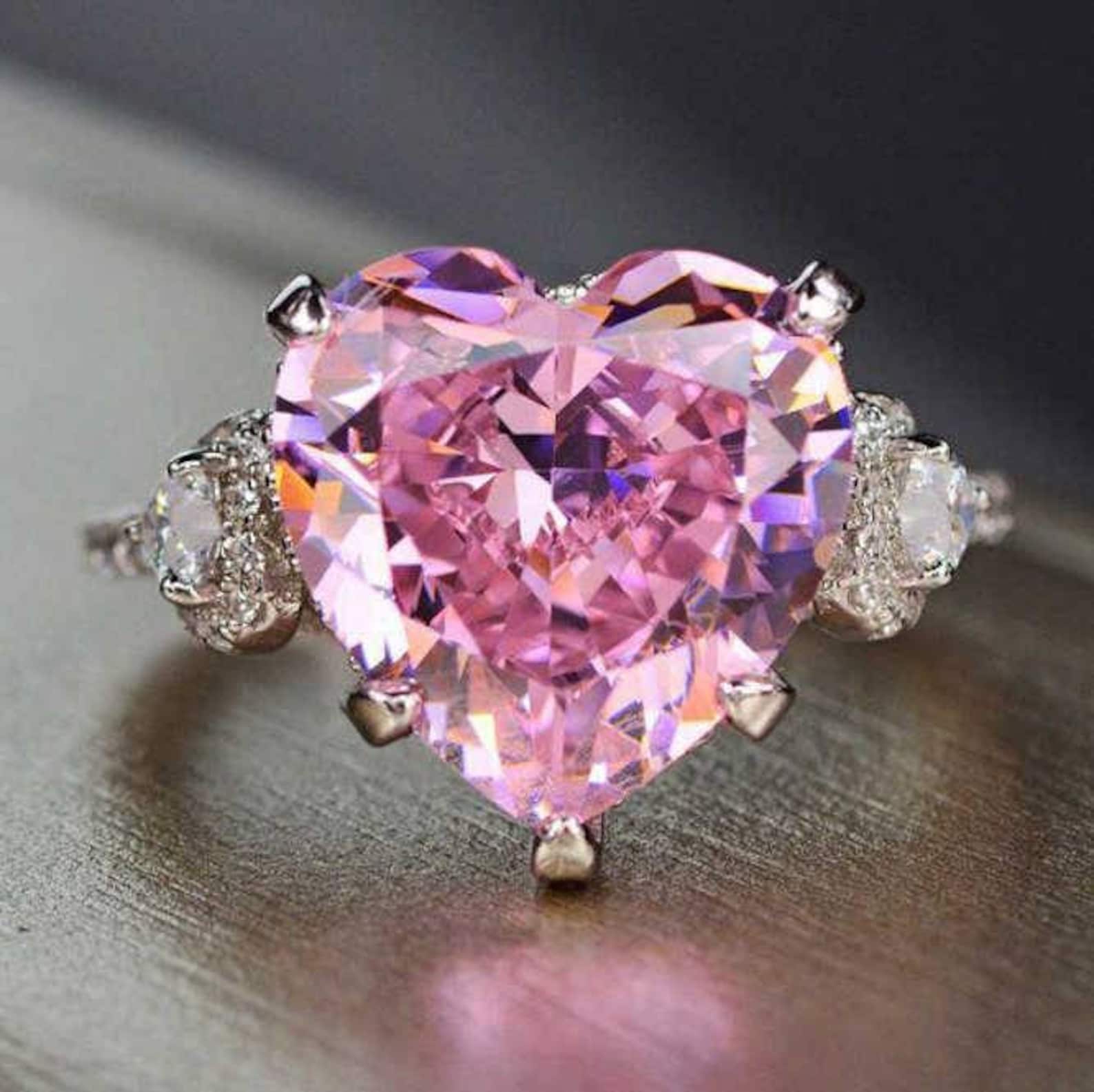 Pink Sapphire Ring Heart Shape Sapphire Ring Luxury Sapphire - Etsy