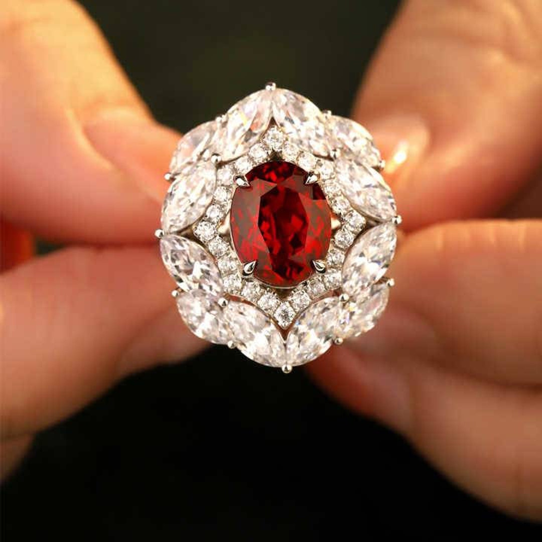 Pigeon Blood Ruby Ring Red Ruby Ring Oval Cut Ruby Ring 925 - Etsy