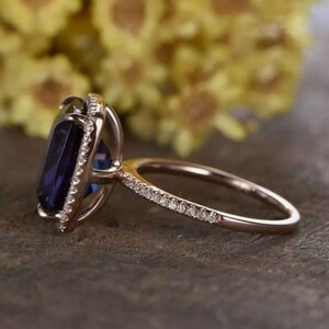 Big Alexandrite Ring, Alexandrite Engagement Ring, Alexandrite Halo ...