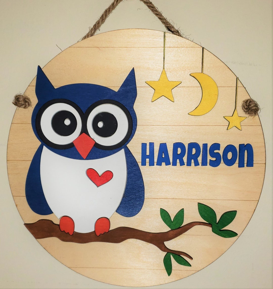 Owl Kid's Door Sign - Etsy