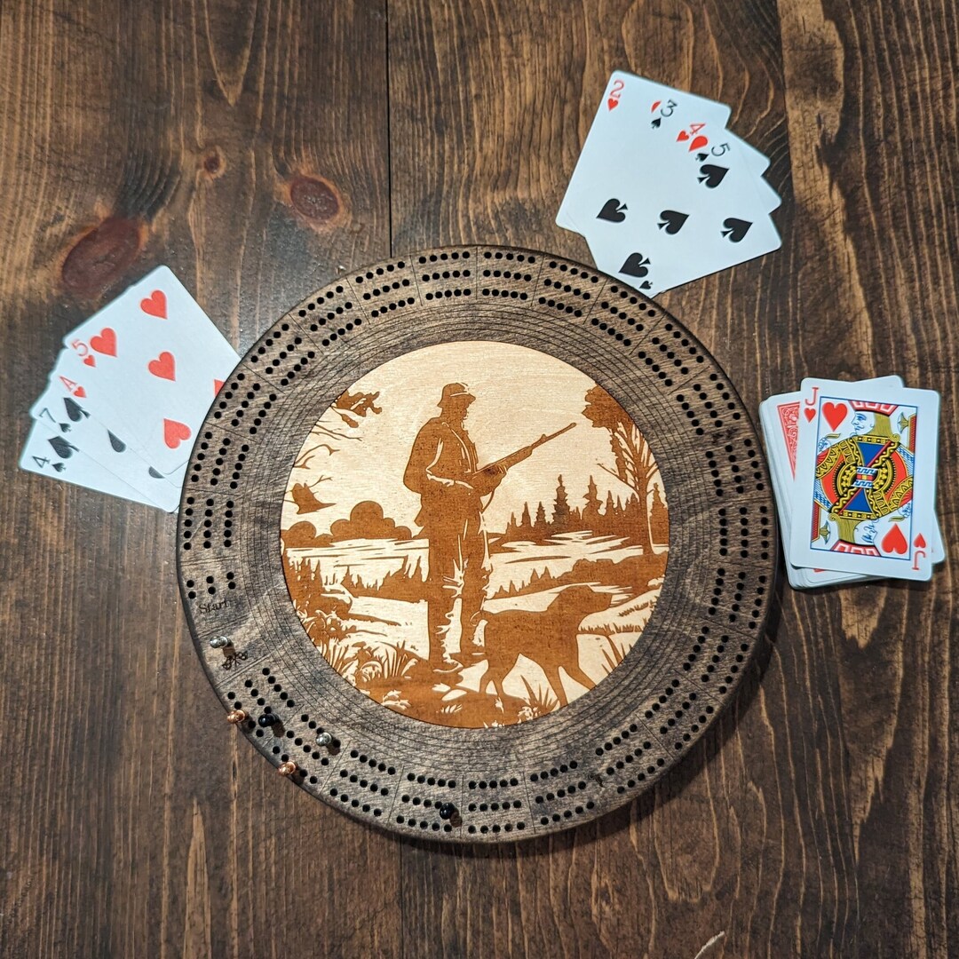 Custom Hunter-themed Round Cribbage Board - Etsy