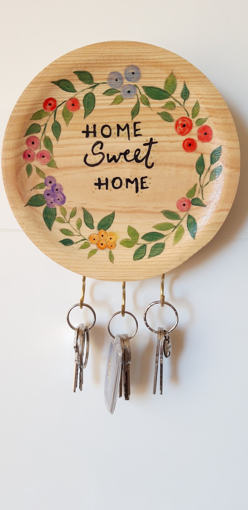 Handmade Wooden Keys Holder, Hand Keys, Key Holder, Hand Painted Key ...