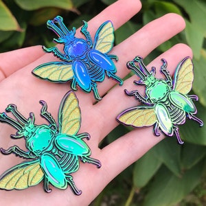 Rainbow Stag Beetle Black Enamel Pin | Lapel Pin | Stag Beetle Pin ...