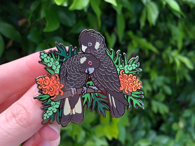 Carnaby’s / Short-billed Black Cockatoos Hard Enamel Pin | Bird Pin ...