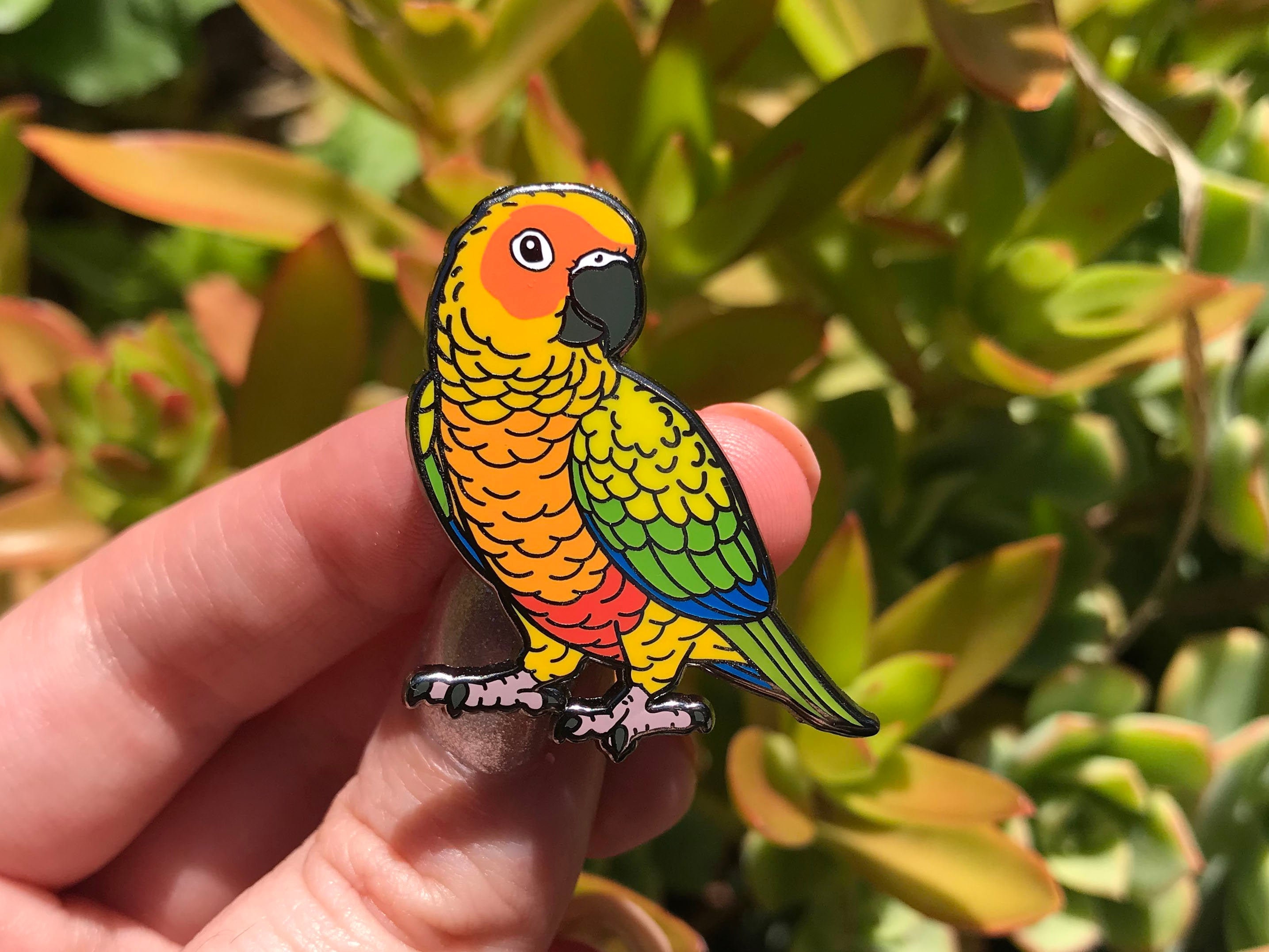 Sun Conure Hard Enamel Pin Feathered Friends Hard Enamel Pin - Etsy