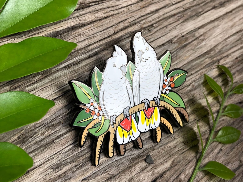 Philippine / Red-vented Cockatoos Hard Enamel Pin Bird Pin - Etsy
