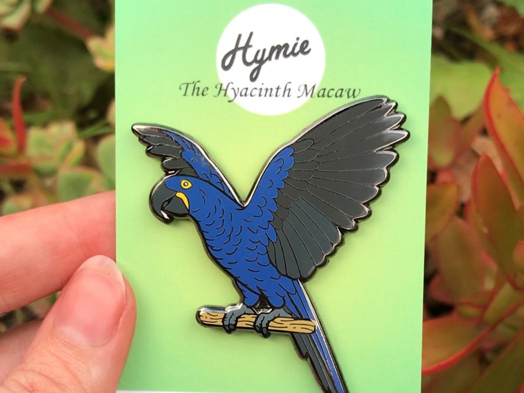 Hymie the Hyacinth Macaw Hard Enamel Pin Lapel Pin Bird - Etsy
