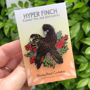 Glossy Black Cockatoos Hard Enamel Pin | Bird Pin | Parrot | Cockatoo ...