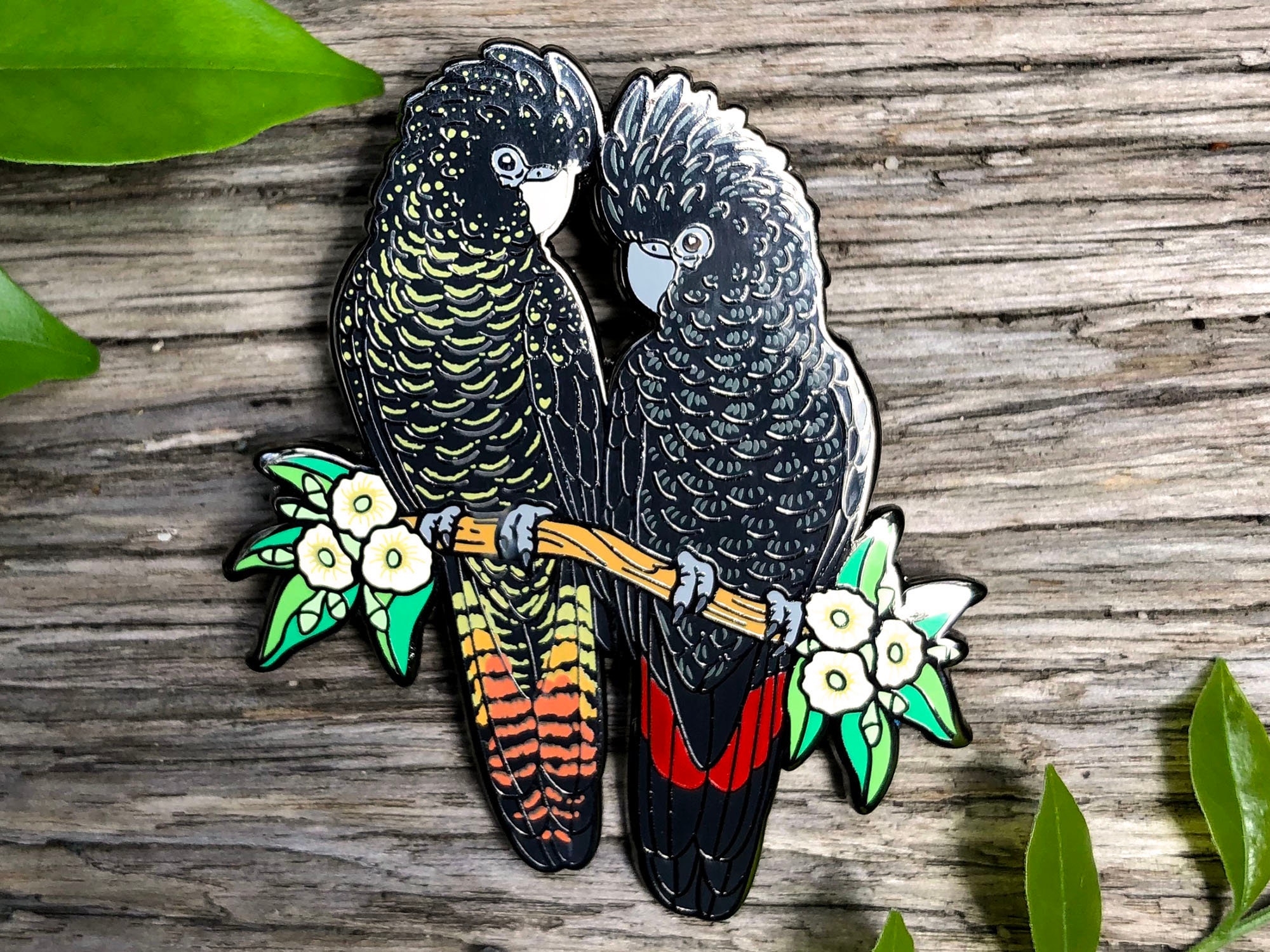 Red-tailed Black Cockatoos Hard Enamel Pin | Bird Pin | Parrot ...