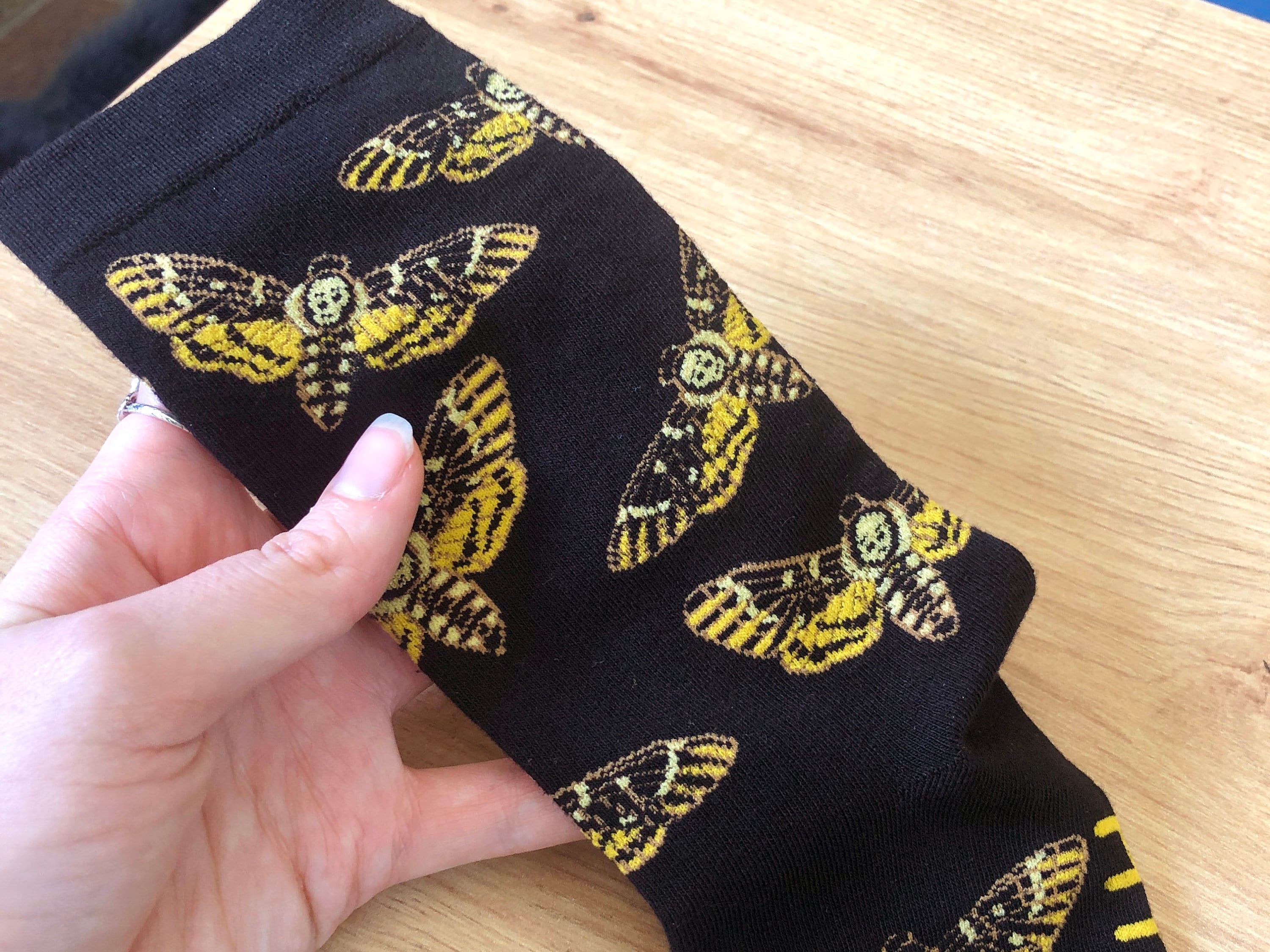 Death Moth Socks Cotton Jacquard Crew Socks Unisex - Etsy