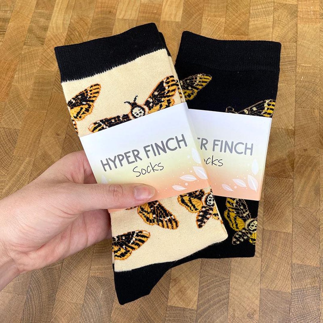 Death Moth Socks | Cotton Jacquard Crew Socks | Unisex | Deathshead ...