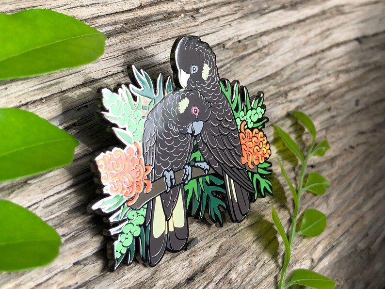 Carnaby’s / Short-billed Black Cockatoos Hard Enamel Pin | Bird Pin ...
