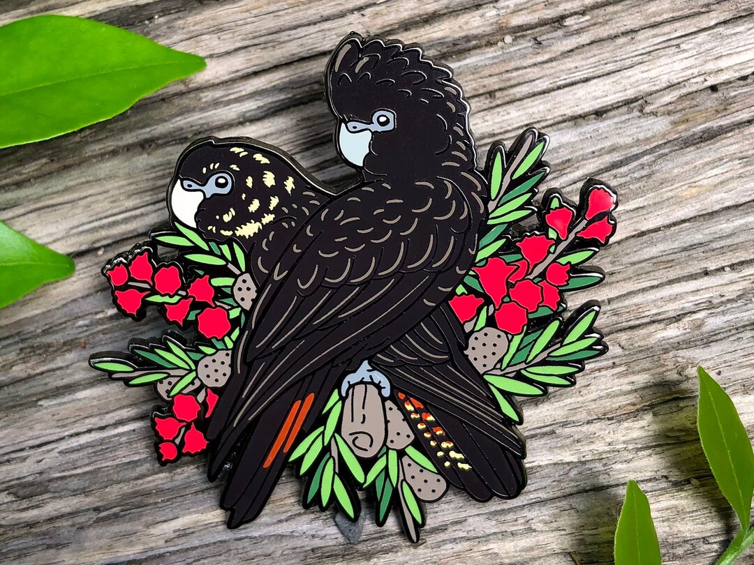 Glossy Black Cockatoos Hard Enamel Pin | Bird Pin | Parrot | Cockatoo ...