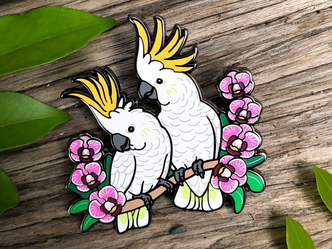 Citron-crested Cockatoos Hard Enamel Pin Bird Pin Parrot Cockatoo ...