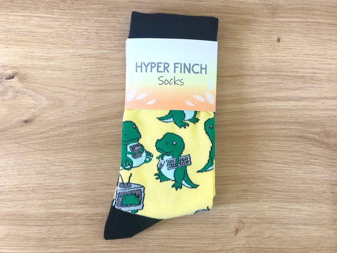 Retrosaur Socks | Cotton Jacquard Crew Socks | Unisex | Dinosaur Socks ...