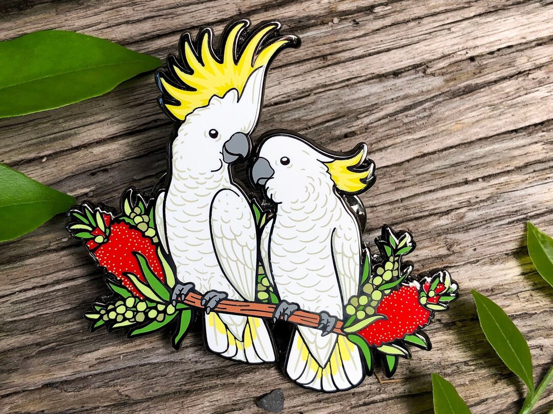 Sulphur-crested Cockatoos Hard Enamel Pin | Bird Pin | Parrot ...