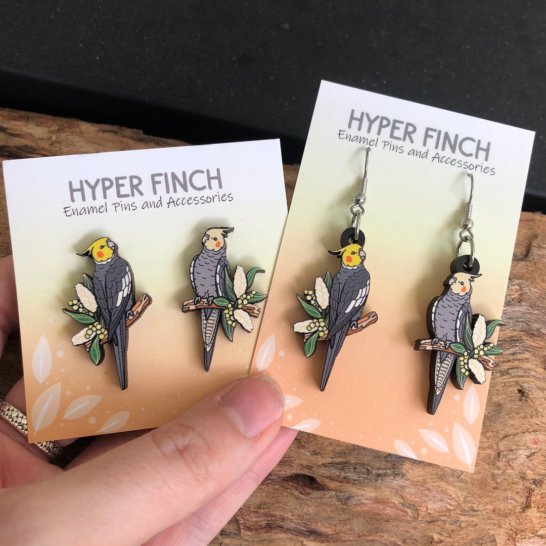 Cockatiel Wooden Earrings Weiro Bird Quarrion Cockatoo - Etsy