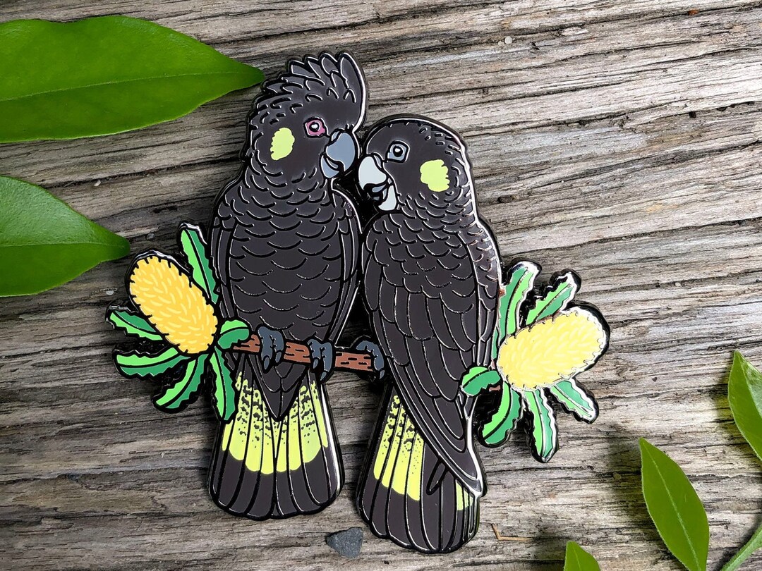 Yellow-tailed Black Cockatoos Hard Enamel Pin | Bird Pin | Parrot ...