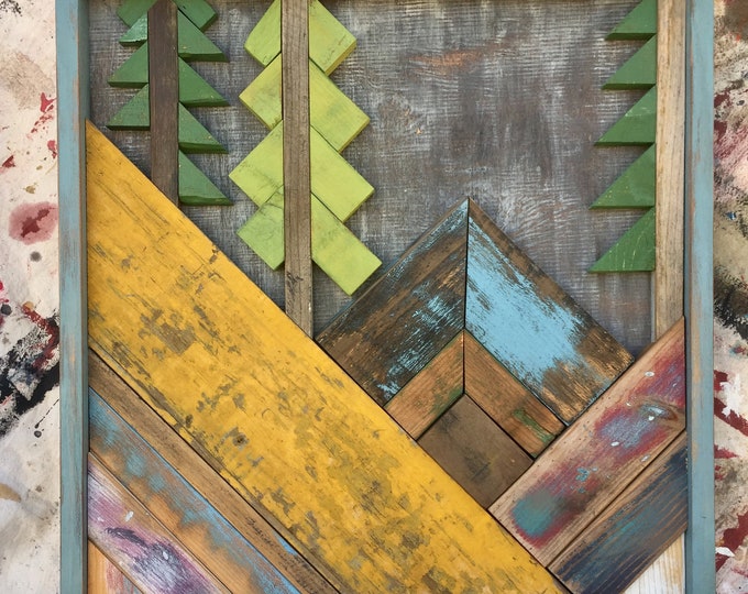 Rustic Mountain Wood Art - Etsy
