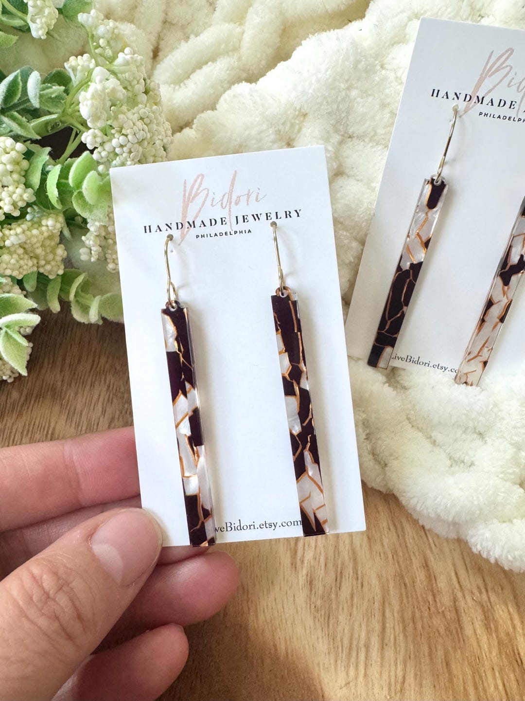 Minimalist Bar Drop Earrings: Long Dangle Stick Earrings in Black Gold ...