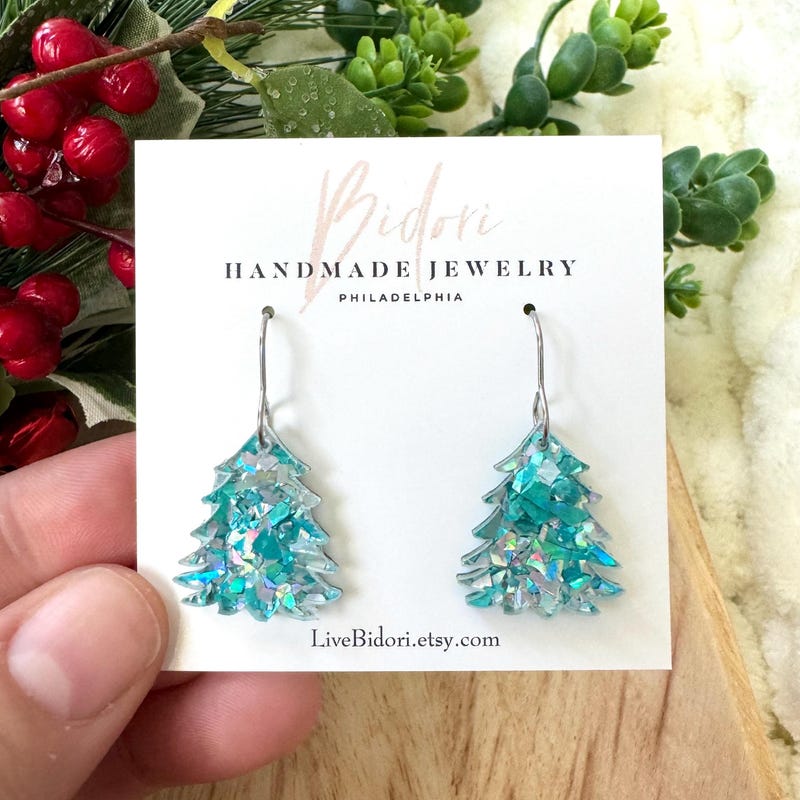 Teal Christmas Earring - Etsy