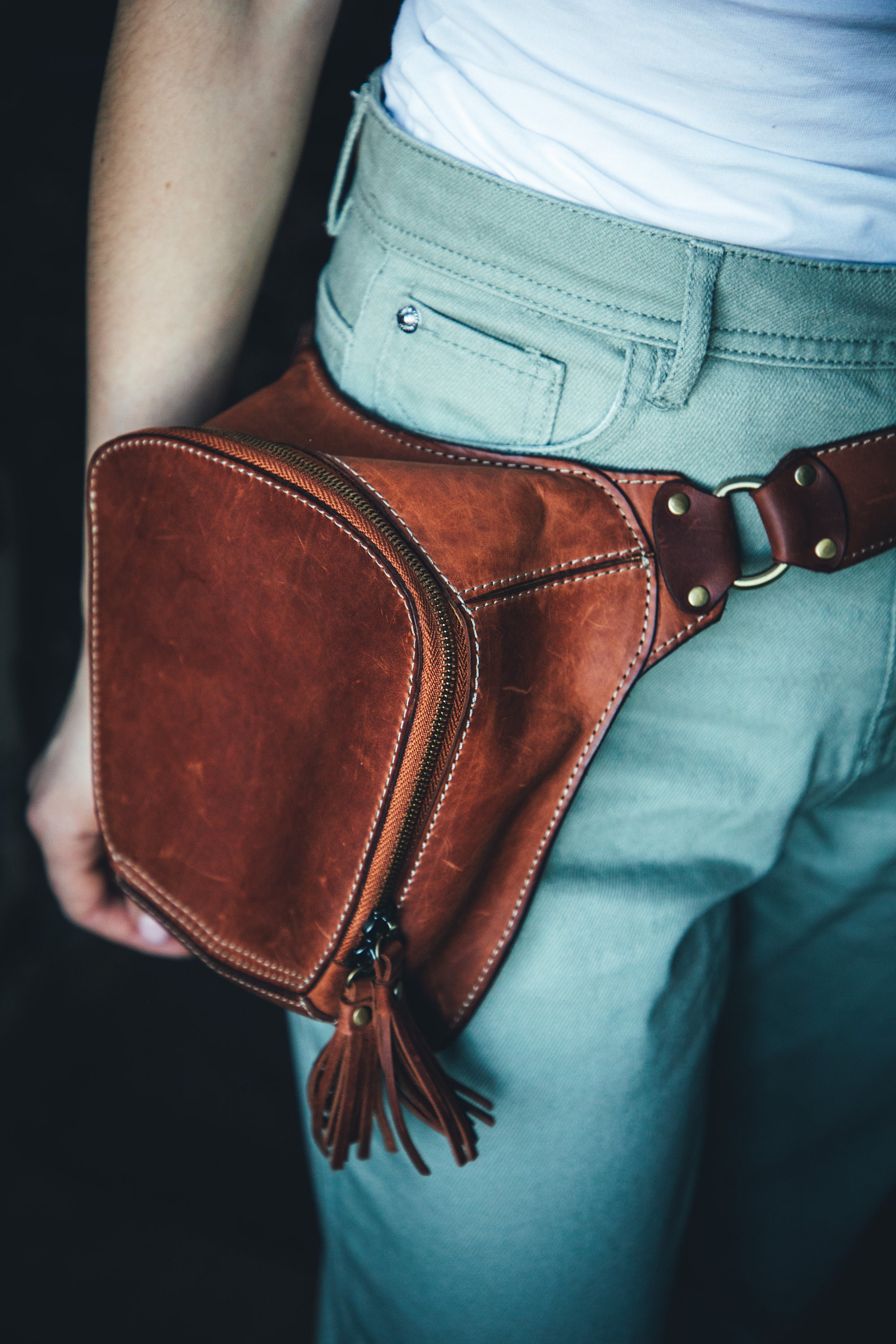 Leather Hip Bag Thigh Bag Leather | Etsy