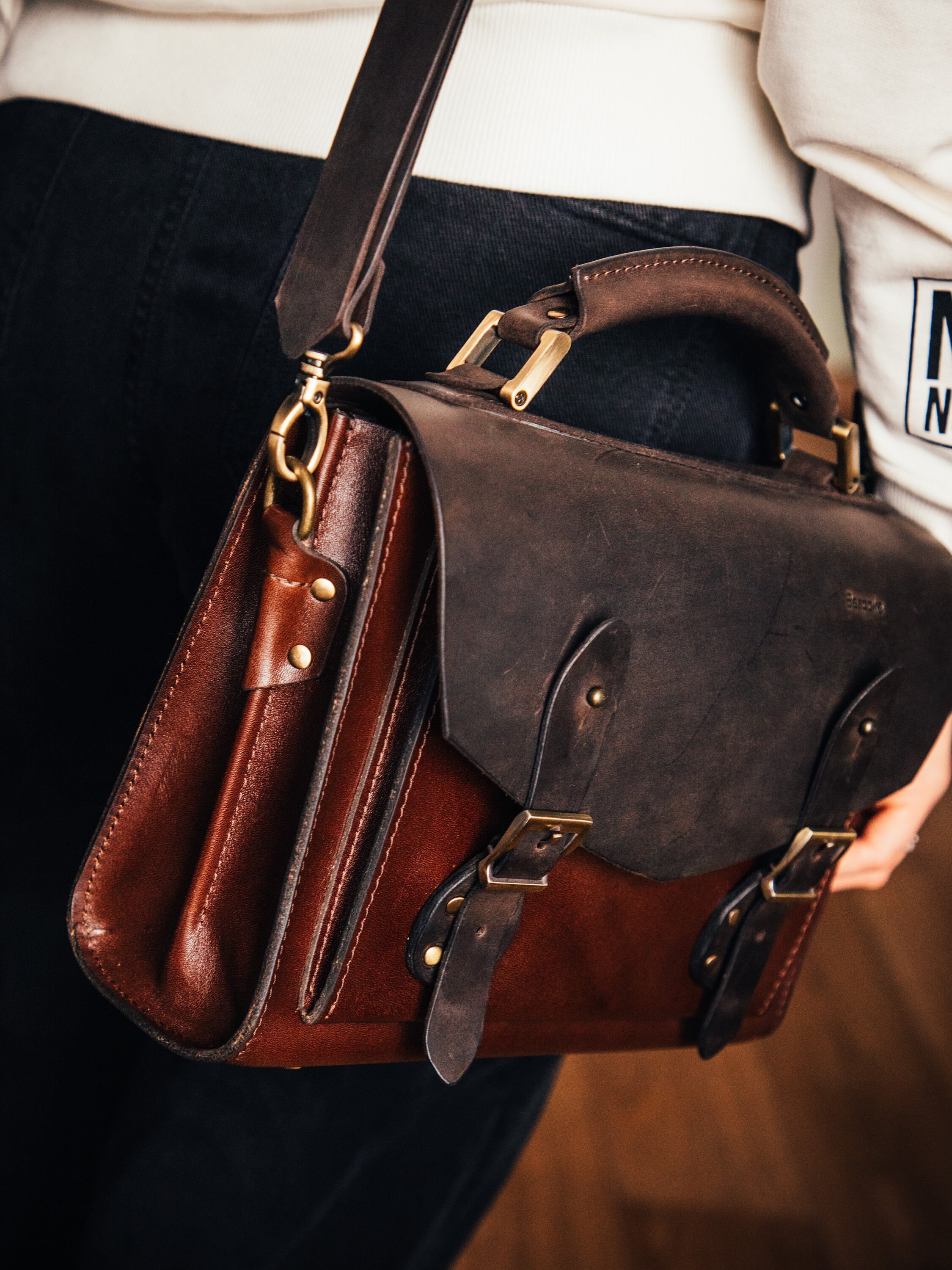A Small Satchel Made of Genuine Leather dark Brown Leather - Etsy