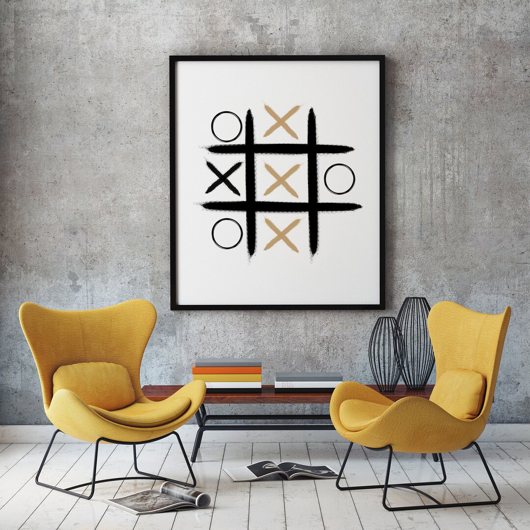 Tic Tac Toe Abstract Poster, Noughts and Crosses, Modern Art, Abstract ...