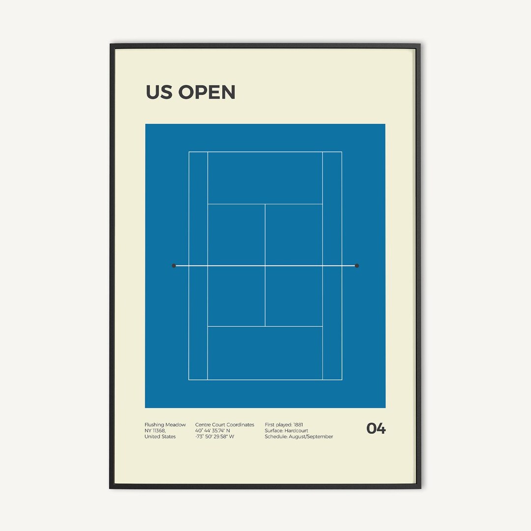 US Open Tennis Poster, Grand Slam Tennis, Minimalist Tennis Print, New ...