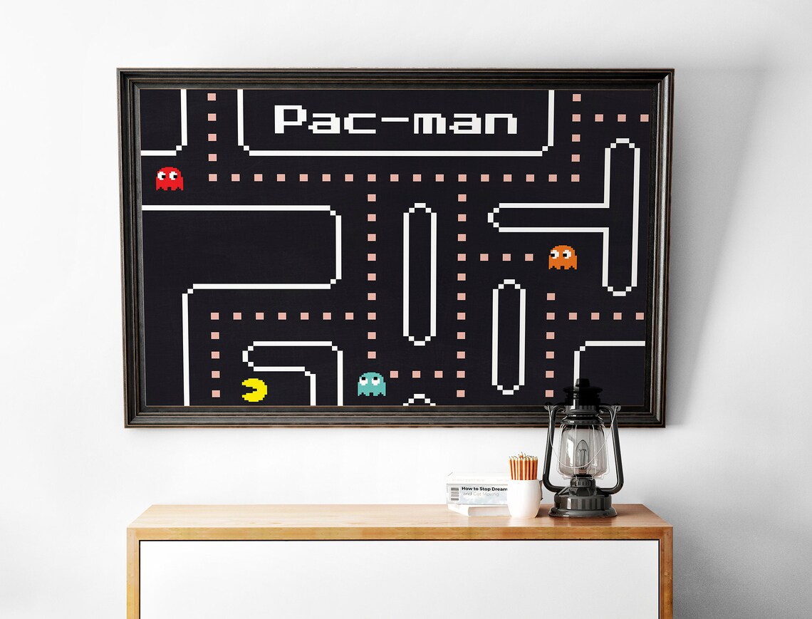 Pac-man Poster, Retro Video Game Poster, Pac-man Pattern, Game Room ...
