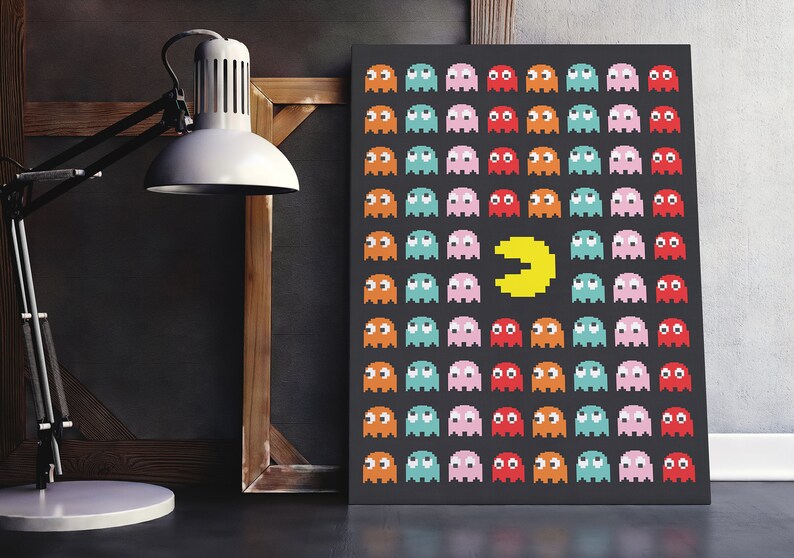 Pac-man Poster, Retro Video Game Poster, Pac-man Pattern, Game Room ...