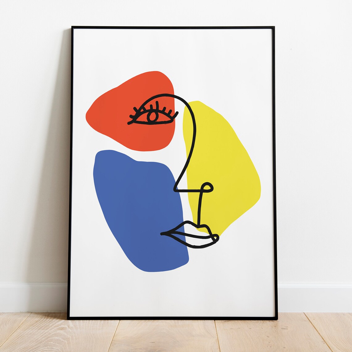Abstract Line Art Face, Primary Colors, Abstract Shapes, Contemporary ...